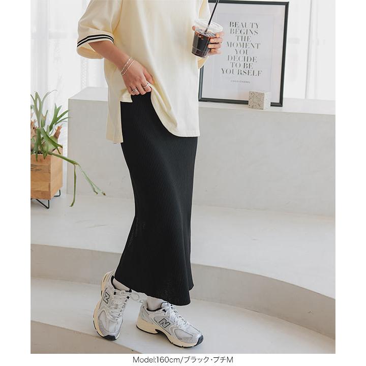 KOBE LETTUCE スカート リブ タイト ロング ストレッチ リブニット 前後2way 50代 40代 30代 M4086 : 神戸レタスKOBELETTUCE - 通販 ...