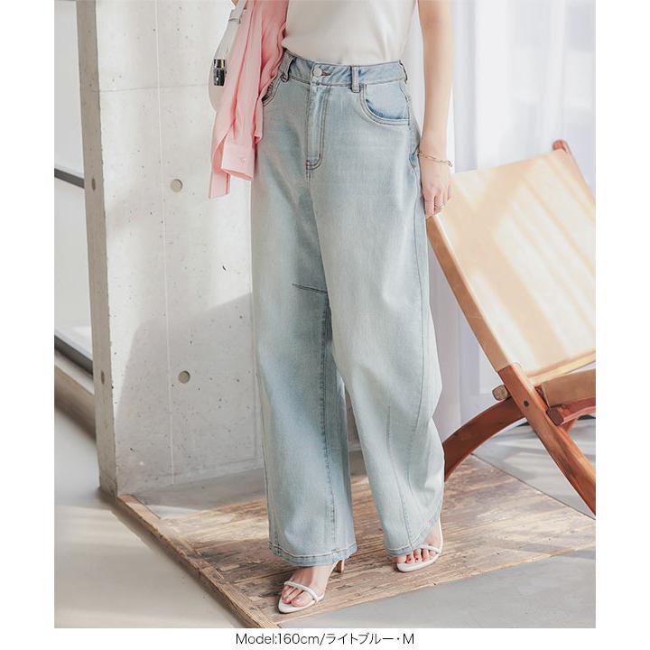 KOBE LETTUCE カーブデニムパンツ 接触冷感 UVカット バレルレッグ デニムパンツ レディース カーブパンツ 40代 50代 ...