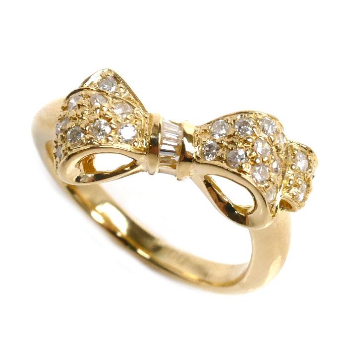 K18YG イエローゴールド リボン リング・指輪 ダイヤモンド0.33ct 11号 4.4g レディース 中古 : 古恵良販売 - 通販 - Yahoo!ショッピング