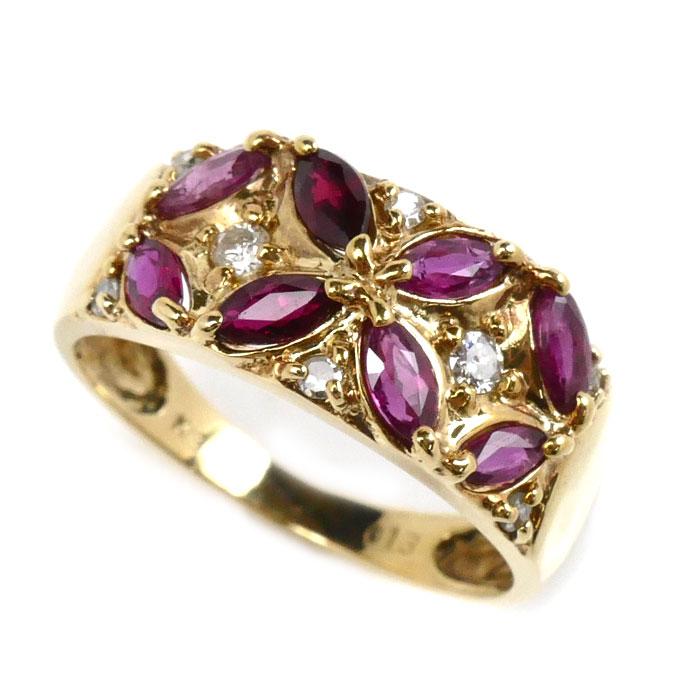 K18YG イエローゴールド ルビー リング・指輪 ダイヤモンド0.13ct 11.5号 3.6g レディース 中古 : 古恵良販売 - 通販 - Yahoo!ショッピング