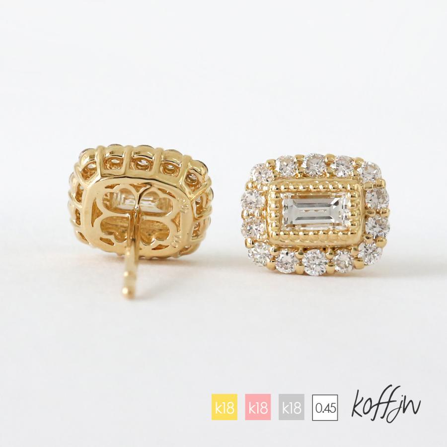 k18 ピアス ダイヤモンド レディース 18金 18k ゴールド バゲット バケット スタッド 0.45ct 日本製 : koff - 通販 - Yahoo!ショッピング