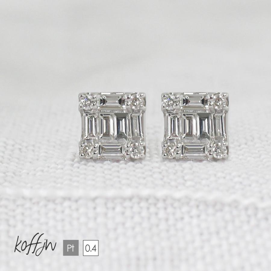 ピアス レディース プラチナ ダイヤモンド pt900 0.4ct バケット ピアス レディース プラチナ ダイヤモンド pt900 0.4ct バケット
