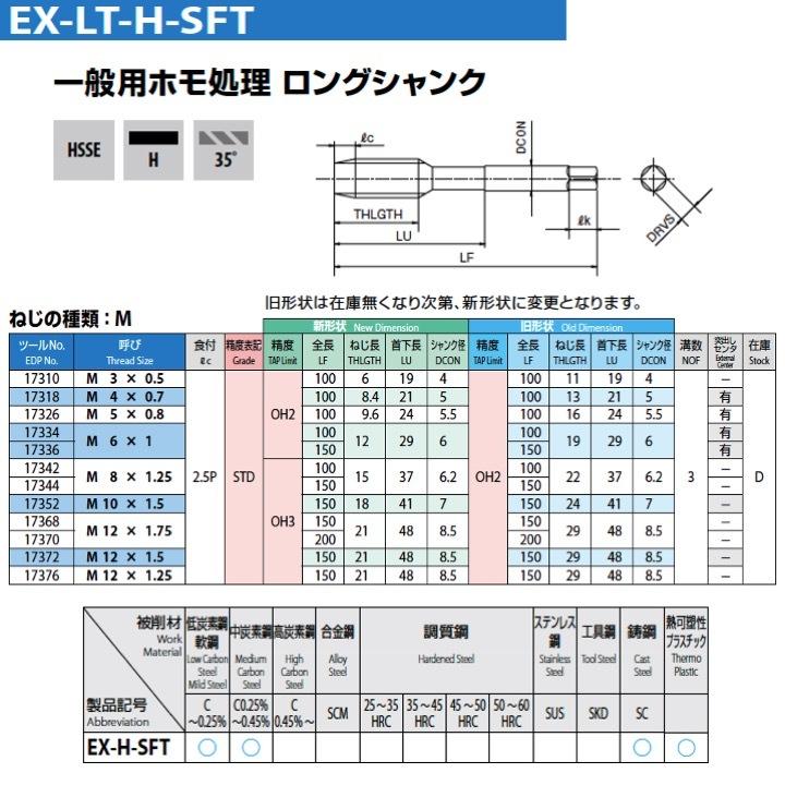 【送料無料】OSG EX-LT-H-SFT M18x1.5x150 STD OH2 一般用スパイラルタップ ホモ処理 ロングシャンク 在庫区分D : 工具のひょうたん - 通販 - Yahoo ...
