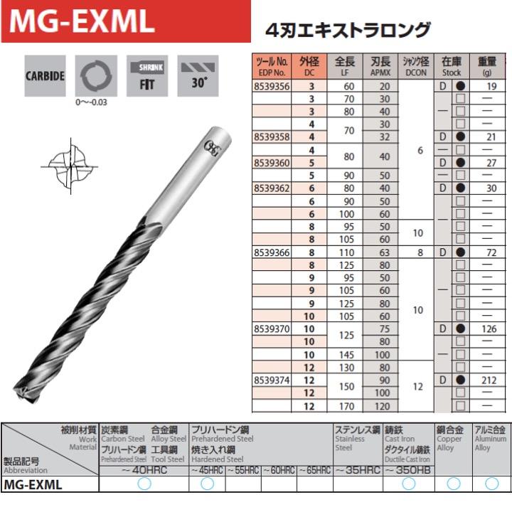 【定形外可】OSG MG-EXML 3 超硬エンドミル 4刃エキストラロング 在庫区分D : 工具のひょうたん - 通販 - Yahoo!ショッピング