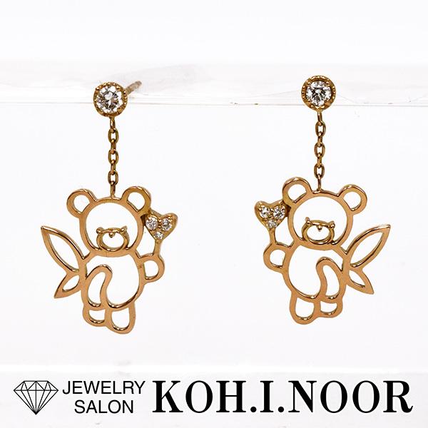 ダイヤモンド 0.06ct 18金ピンクゴールド K18PG ピアス クマ くま : ジュエリーサロン コイノール - 通販 - Yahoo!ショッピング