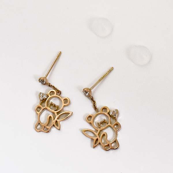 ダイヤモンド 0.06ct 18金ピンクゴールド K18PG ピアス クマ くま : ジュエリーサロン コイノール - 通販 - Yahoo!ショッピング