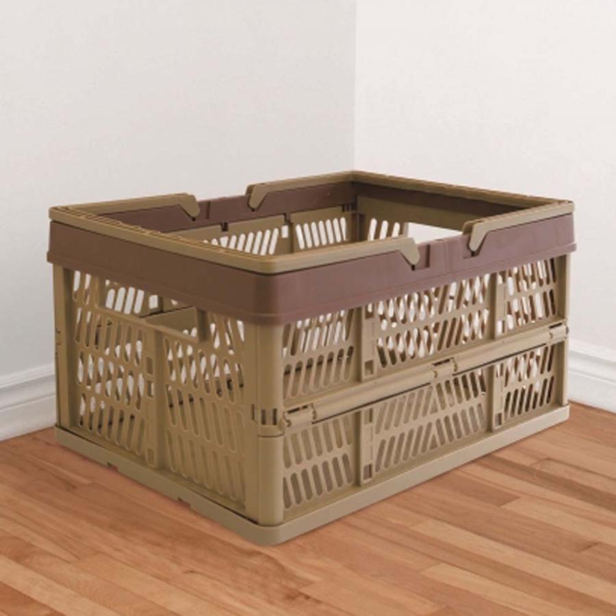 コーナン オリジナル LIFELEX 取っ手付き折りたたみコンテナ ベージュ/ブラウン KO14−9271 使用時（約）：幅312×奥行443×高さ254（mm） : コーナンeショップ ...