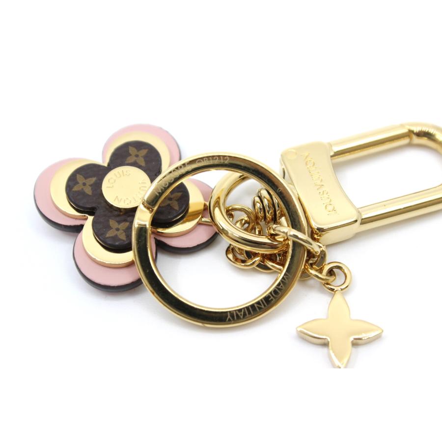 LOUIS VUITTON ルイヴィトン M63085 ポルトクレ ブルーミング フラワー チャーム キーリング キーホルダー ゴールド ...