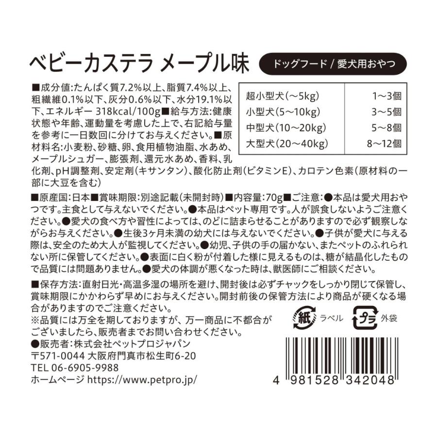 PetPro（ペットプロ） 犬用おやつ 国産おやつ ベビーカステラ メープル味 70g : コジコジ - 通販 - Yahoo!ショッピング