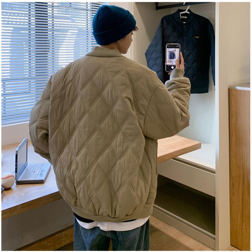 メンズ キルティングジャケット 中綿コート ノーカラー ジャンパー