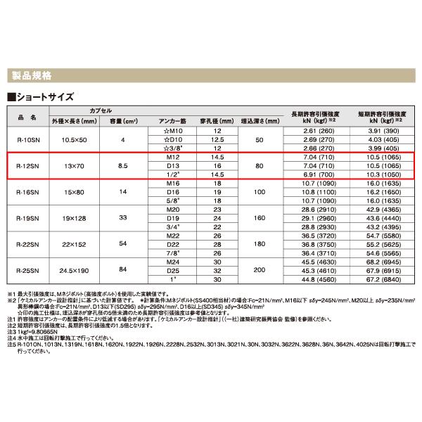 日本デコラックス ケミカルアンカーRタイプ ショート 100本 R-12SN : 61600 : あかばね金物 - 通販 - Yahoo!ショッピング