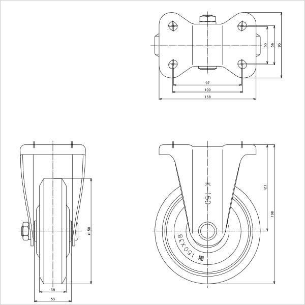 ゴールドキャスター 150mm ウレタン 中荷重 固定式 WK-150UB :wk-150ub-1-441:あかばね金物 - 通販 ...