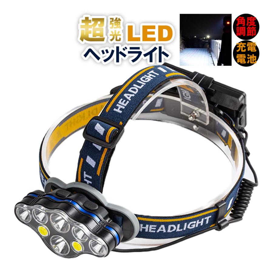 ヘッドライト 充電式 led 最強 USB 超強力 LED 軽量 頭 最強ルーメン LEDライト ヘッドランプ USB充電 釣り 登山 ...