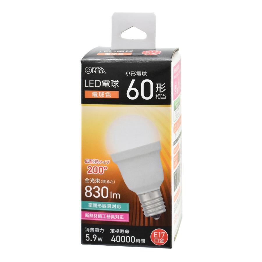 オーム電機 LED電球 60W形相当 電球色 広配光タイプ 口金E17 5．9W : コメリドットコム - 通販 - Yahoo!ショッピング