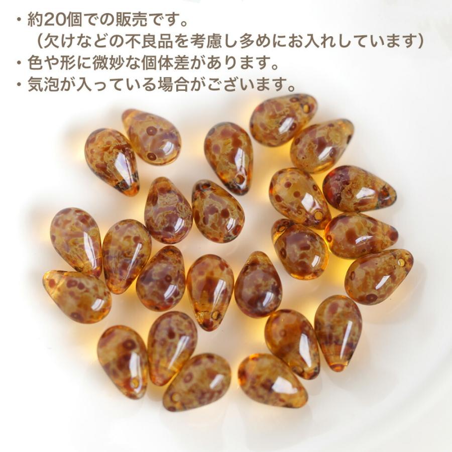 チェコビーズ ドロップ 6×9mm クリスタルピカソ 約20個 しずく ブラウン まだら模様 材料 ビーズ パーツ 横穴 ピアス : コモレビスタ ビーズ アクセサリーパーツ - 通販 ...