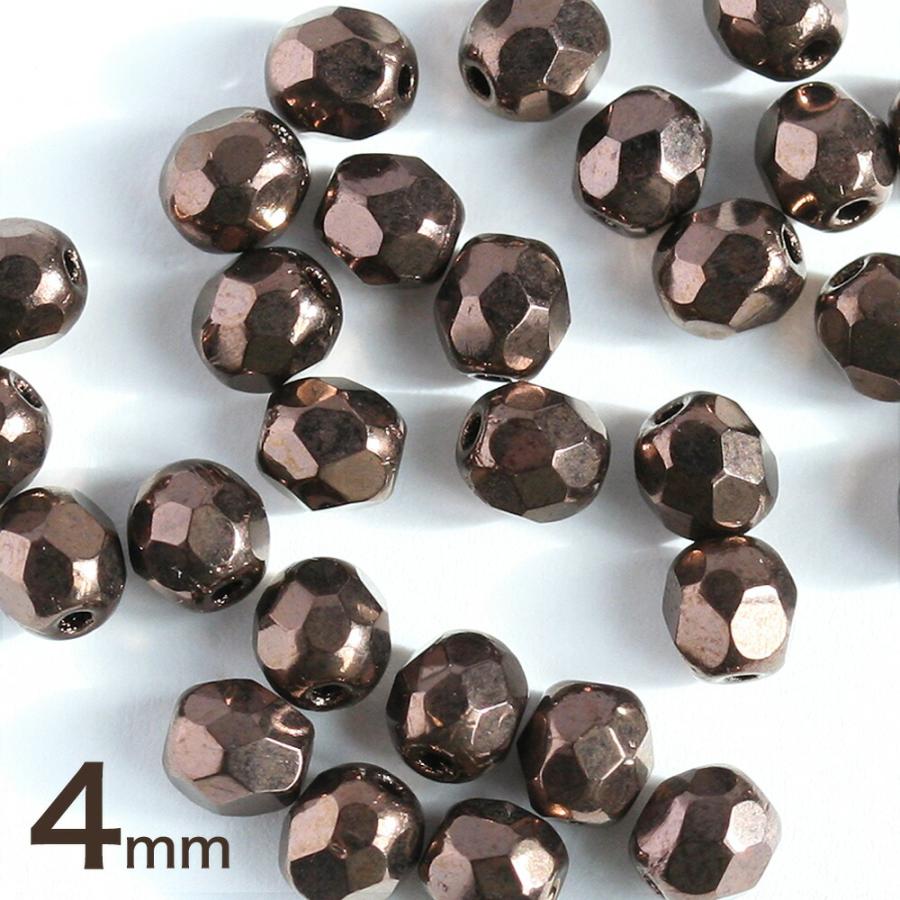 チェコビーズ FP ファイヤーポリッシュ 4mm ジェットブラックブラウンラスター 約30個 ブラウン 茶色 チェコガラス ビーズ パーツ ピアス アクセサリーパーツ : コモレビスタ ビーズ ...