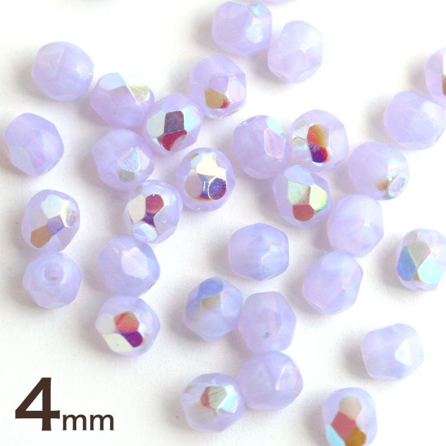 チェコビーズ FP 4mm バイオレットオパールオーロラ約30個 アクセサリーパーツ ファイヤーポリッシュ 紫 パープル チェコガラス ビーズ パーツ ピアス : be03528 : コモレ ...