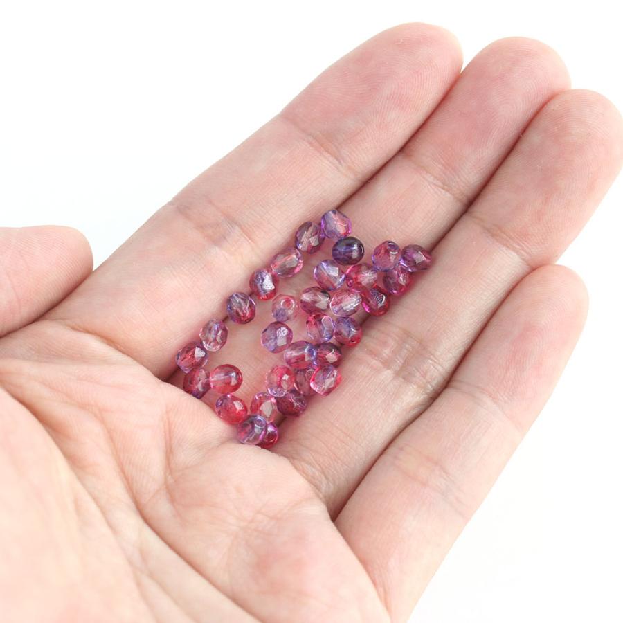 チェコビーズ FP 4mm パープル×フューシャ 約30個 アクセサリーパーツ ファイヤーポリッシュ 紫 ピンク チェコガラス ビーズ パーツ ピアス : be03721 : コモレビスタ ...