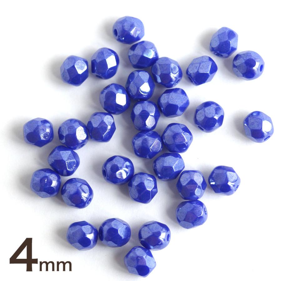 チェコビーズ FP 4mm オペークブルーラスター 約30個 アクセサリーパーツ ファイヤーポリッシュ 青 チェコガラス ビーズ パーツ ピアス : コモレビスタ ビーズ アクセサリーパーツ ...