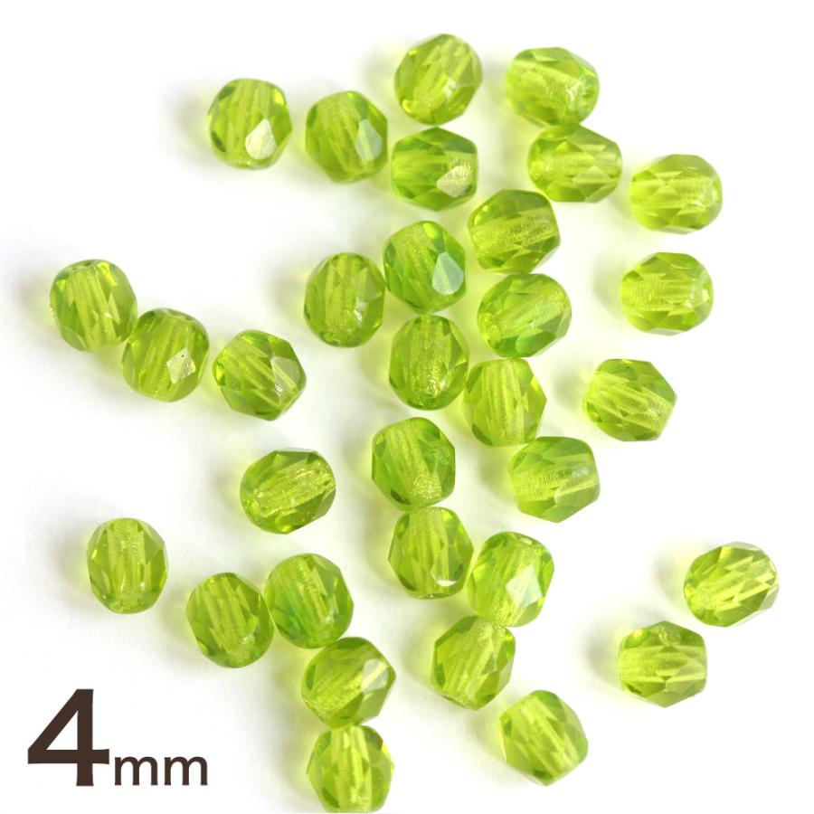 チェコビーズ FP 4mm マスカットグリーン 約30個 アクセサリーパーツ ファイヤーポリッシュ 緑 黄緑 チェコガラス ビーズ パーツ ピアス : コモレビスタ ビーズ アクセサリーパーツ ...