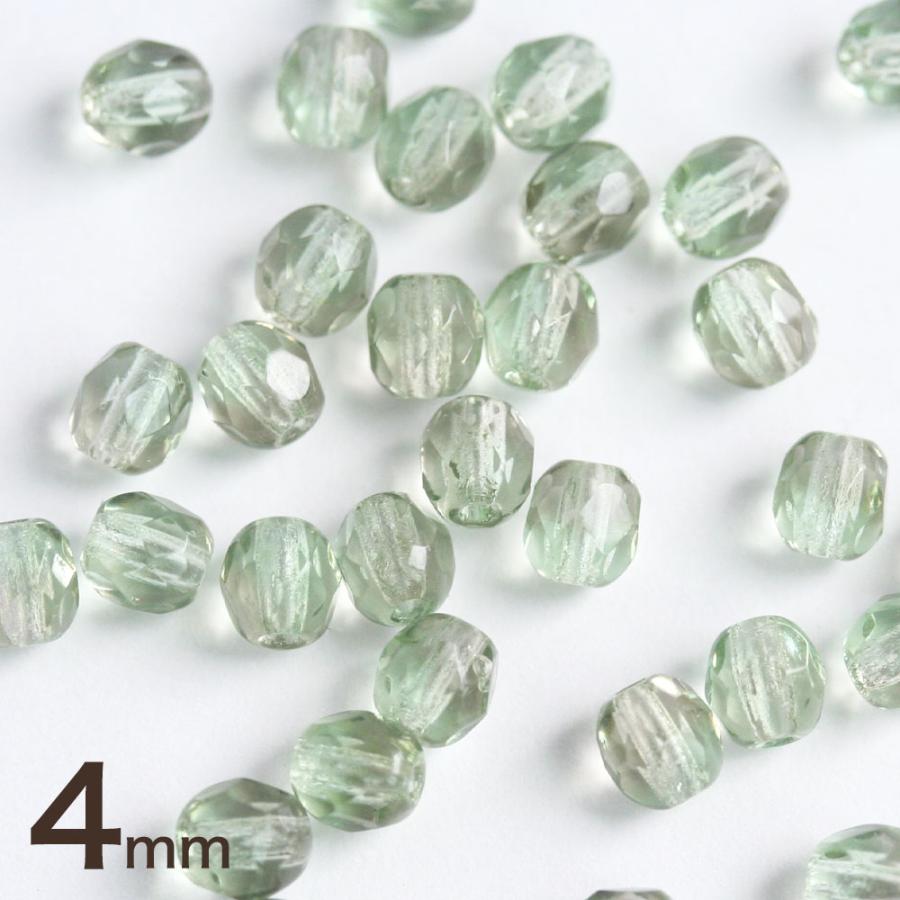 チェコビーズ FP 4mm バイカラー アップルグリーン×ブラックダイヤ 30個 アクセサリーパーツ ファイヤーポリッシュ チェコガラス ビーズ パーツ ハンドメイド : コモレビスタ ビーズ ...