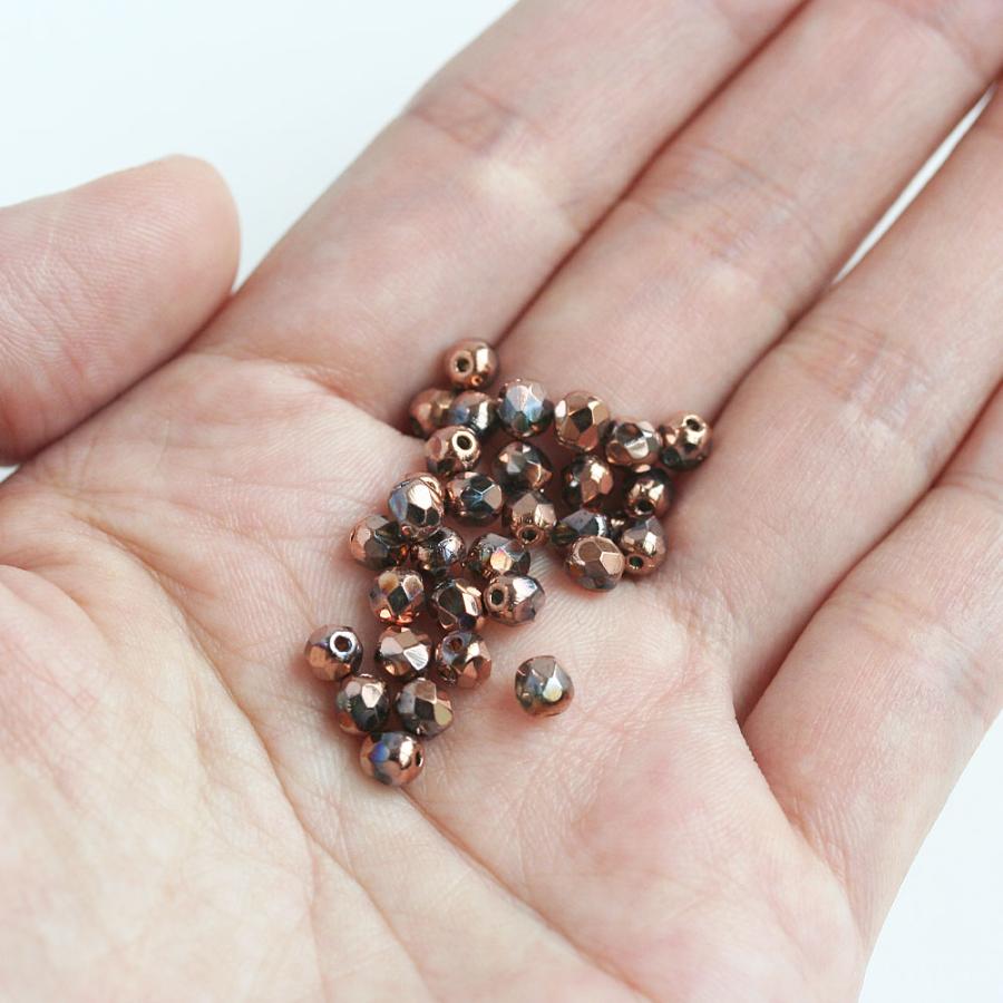 チェコビーズ FP 4mm クリスタルブロンズブラック 30個 アクセサリーパーツ ファイヤーポリッシュ チェコガラス ビーズ パーツ ピアス 素材 材料 ハンドメイド : be04489 ...