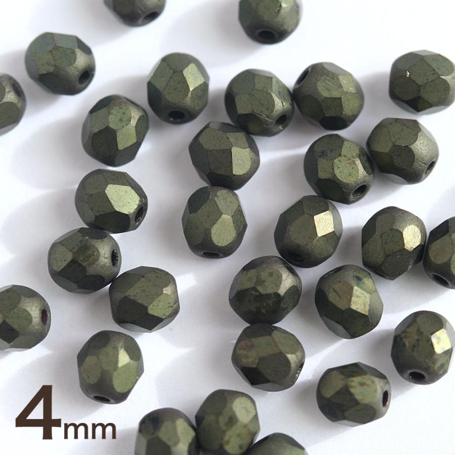 チェコビーズ FP 4mm ダークグリーンコート 30個 アクセサリーパーツ ファイヤーポリッシュ チェコガラス ビーズ パーツ ピアス 素材 材料 ハンドメイド 緑 : コモレビスタ ビーズ ...
