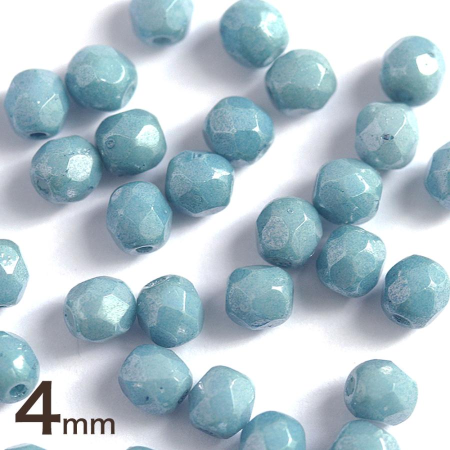 チェコビーズ FP 4mm ターコイズラスター 30個 アクセサリーパーツ ファイヤーポリッシュ チェコガラス ビーズ パーツ ピアス 素材 材料 ハンドメイド : コモレビスタ ビーズ ...
