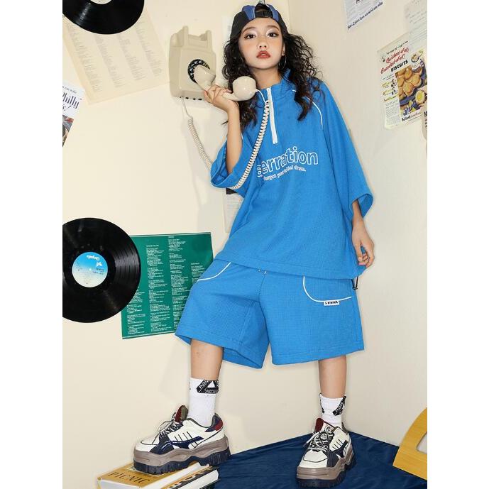 ブランド登録なし キッズダンス衣装 ゆったり Tシャツ＋半ズボン 子供 ジャズダンス ヒップホップ 演出服 jazz hiphop ...
