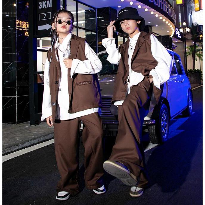 キッズダンス衣装 スーツ風 ダンス衣裳 hiphop jazz poping locking K-POP ゆったり 演出服 ジャズ ヒップ ...