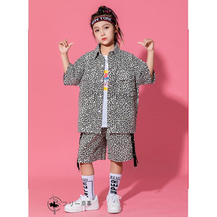キッズ ダンス 衣装 ヒョウ柄 セットアップ 総柄 半袖 ハーフパンツ ズボン トップス シャツ 韓国 女の子 男の子 ヒップホップ チアダンス ジャズダンス ガール : こむどりストア ...