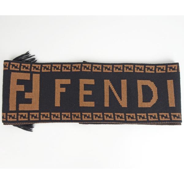FENDI 【神戸の質屋】【Fendi/フェンディ】マフラー ブラック×ブラウン Pure New Wool 全長194cm【送料無料】h1204b : 質ショップ コニシ - 通販 ...
