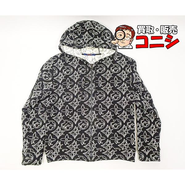 LOUIS VUITTON 【質コニシ】【Louis Vuitton/ルイ・ヴィトン】ジップアップパーカー 黒×白 サイズS メンズ rm212m dm0 hly12w 中古【送料込み ...