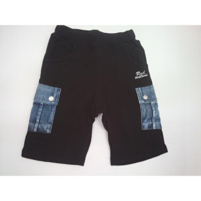 RAD CUSTOM 半額処分 定価4290円税込 ラッドカスタム RADCUSTOM ユニオンジャックのパッチ付きハーフデニムパンツ デニム ウエストゴム 90 100 110 120 ...