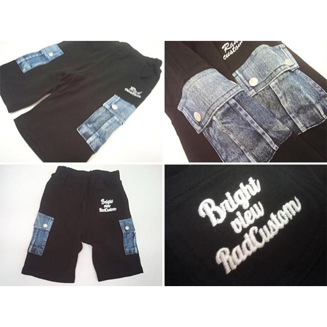 RAD CUSTOM 半額処分 定価4290円税込 ラッドカスタム RADCUSTOM ユニオンジャックのパッチ付きハーフデニムパンツ デニム ウエストゴム 90 100 110 120 ...