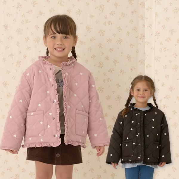 Lycee mine リセマイン ノーカラーハート刺しゅうブルゾン アウター 100 110 120 130 140 150cm 女の子 秋冬 キッズ : こにゃんこ BRAND KID’S ...