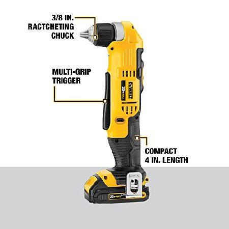 DEWALT 20V MAX Right Angle Cordless Drill/Driver Kit (DCD740C1) 141[並行 ...