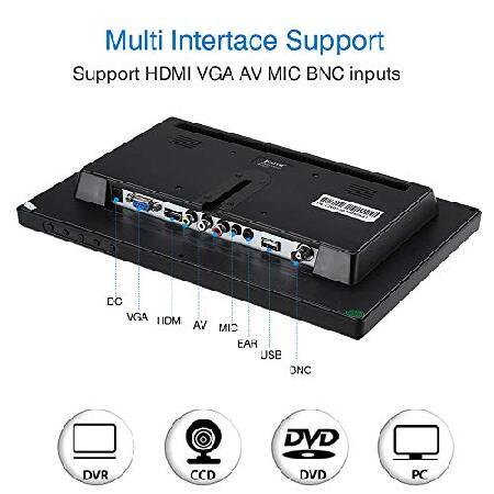 Eyoyo 12 Inch 16:9 Mini TFT LCD HDMI HD Monitor Screen 1366x768 Resolution with VGA BNC AV Input ...