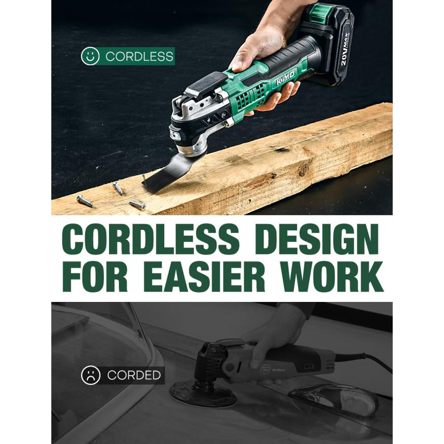 KIMO 20V Cordless Oscillating Tool Kit with 26-Pcs Accessories, Max ...