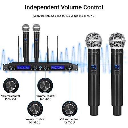 MicrocKing Wireless Microphone System, with 4 Handheld Mics, Metal ...