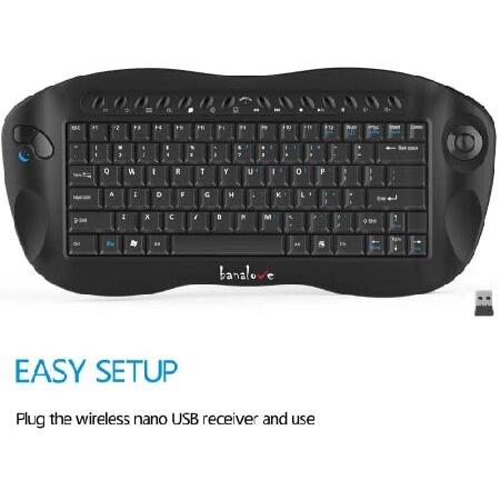 Wireless Keyboard with Trackball Mouse, 2.4G Handheld Multimedia Built ...