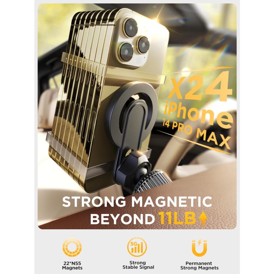 ACMEZING for MagSafe Car Mount with Metal Hook Clip [22 Strong Magnets ...