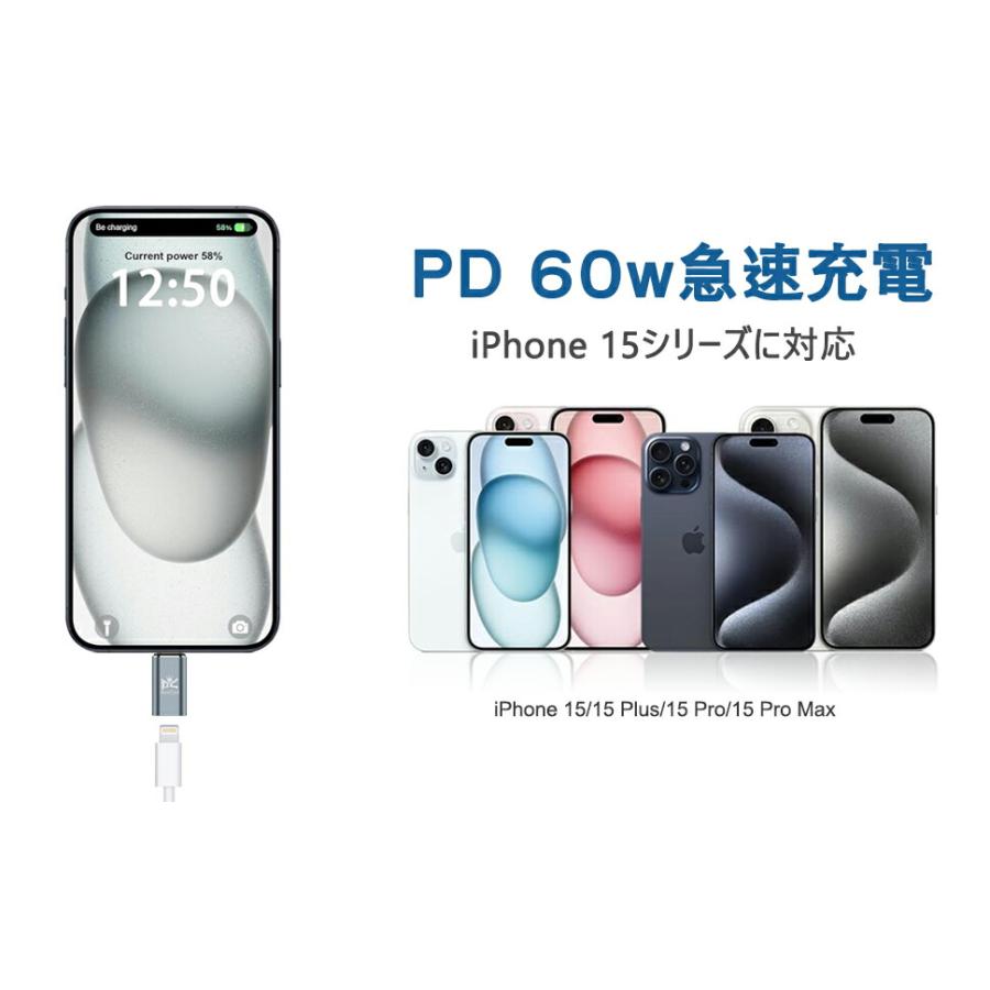 【2個セット】RoiCiel LightningからType-Cへアルミニウム合金製変換アダプター/変換コネクター（PD60W対応）IPHONE15シリーズ/IPad/MacBookなど対応 ...