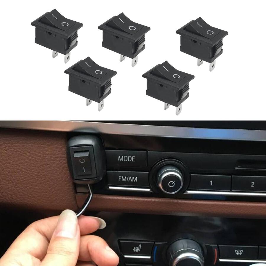 【並行輸入品】HEVLE 5PCS Rocker Switch, AC 6A/250V 10A/125V 2 Solder Lug SPST ...