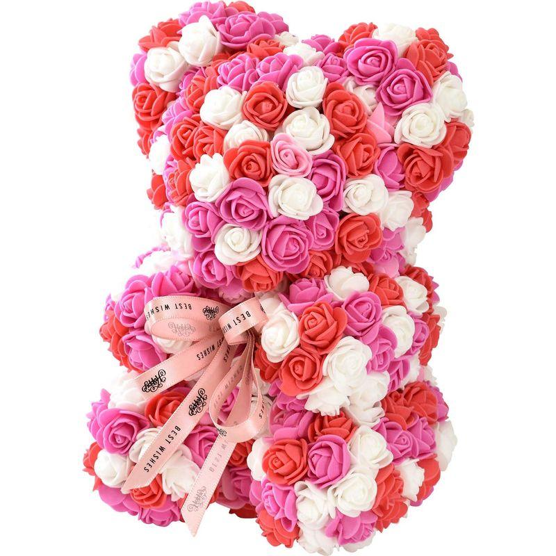 ローズ ベアー カラフル フラワー くま ぬいぐるみ 薔薇 造花 枯れない 花 バラ 母の日 クリスマス プレゼント 出産祝い 結婚祝い お ...