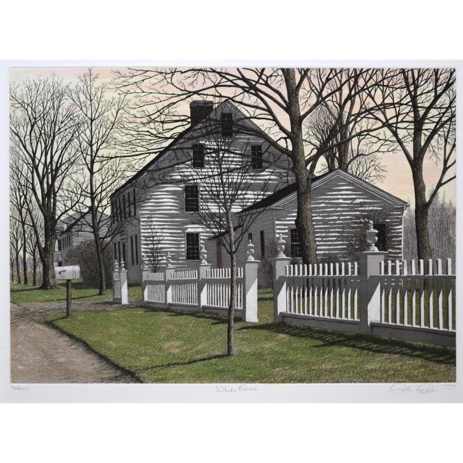 キャロル コレット Carol Collette「White Fence」銅版画に手彩色・限定サイン入 カナダ人気作家 【真作保証】小竹美術 ...