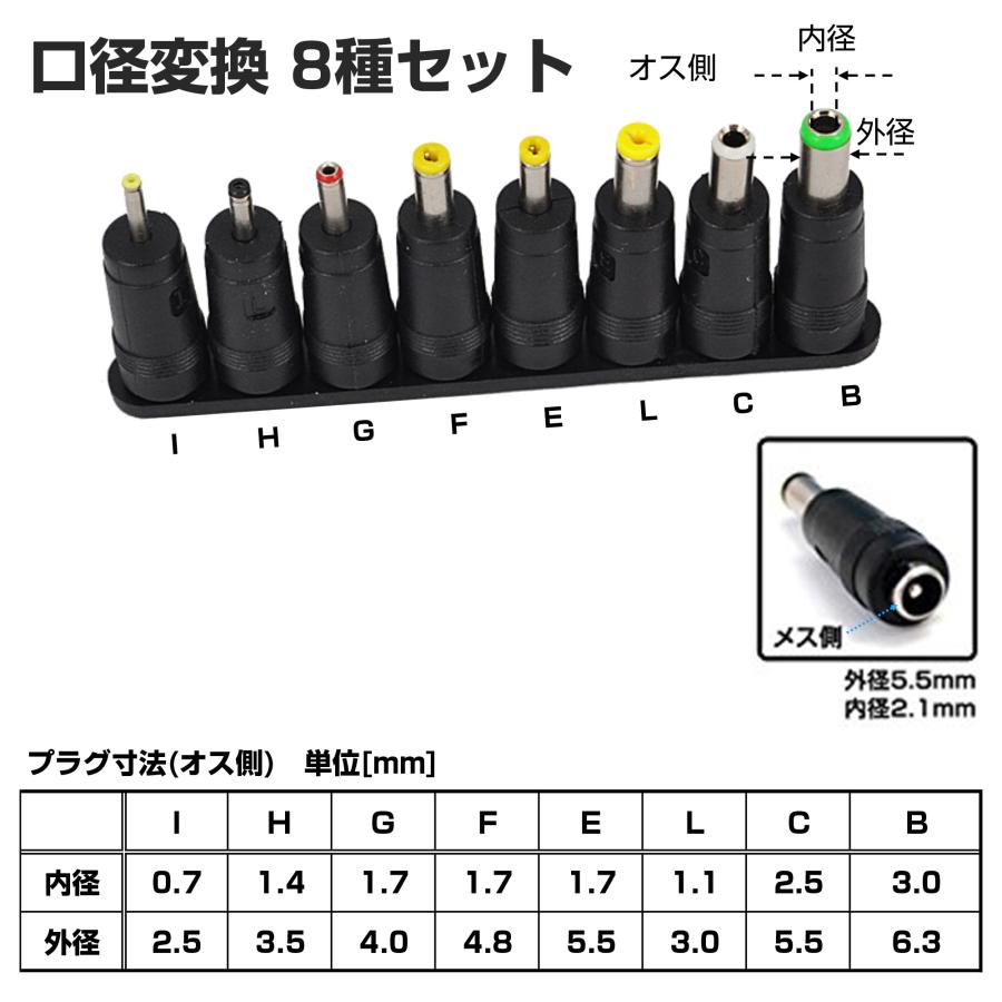 汎用 ACアダプター用 出力DCプラグ 変換 8種類セット変換プラグ 変換アダプター アダプター acアダプ : こつばめヤフー店 - 通販 ...
