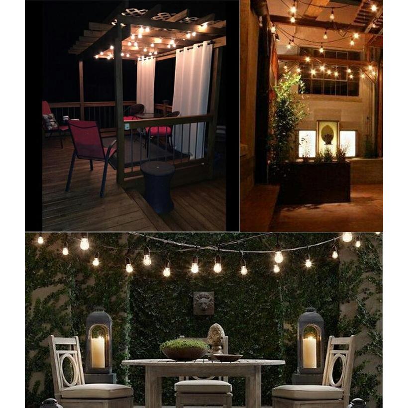 お花見 防雨型 10M 15個ソケット 16個LED電球付き E26電球 結婚式 パーティー 多灯 屋外照明 電飾 連結可能 イベント用 ガーデン 庭 フェンス お祝い 商店街 : a02 ...