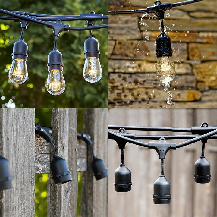 イルミネーションライト ガーデン 防雨型 10M 15個ソケット 電球付き E26電球 結婚式 パーティー 多灯 屋外照明 連結可能 イベント用 ストリングライトコード : こつばめヤフー店 ...