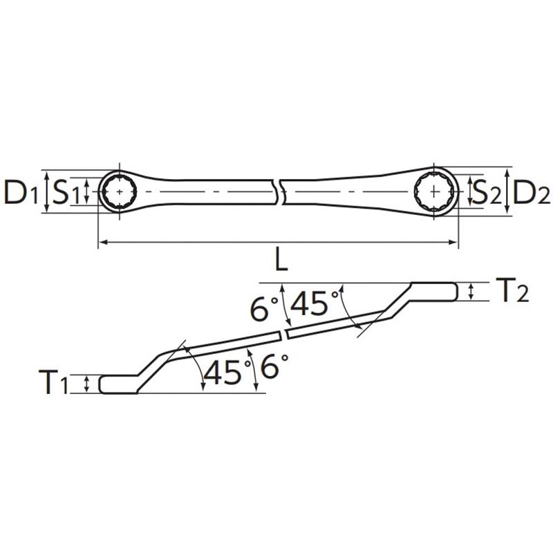 KTC M5-1417 45゜X6゜ ロングメガネレンチ : 工具計画 プロツールショップ - 通販 - Yahoo!ショッピング